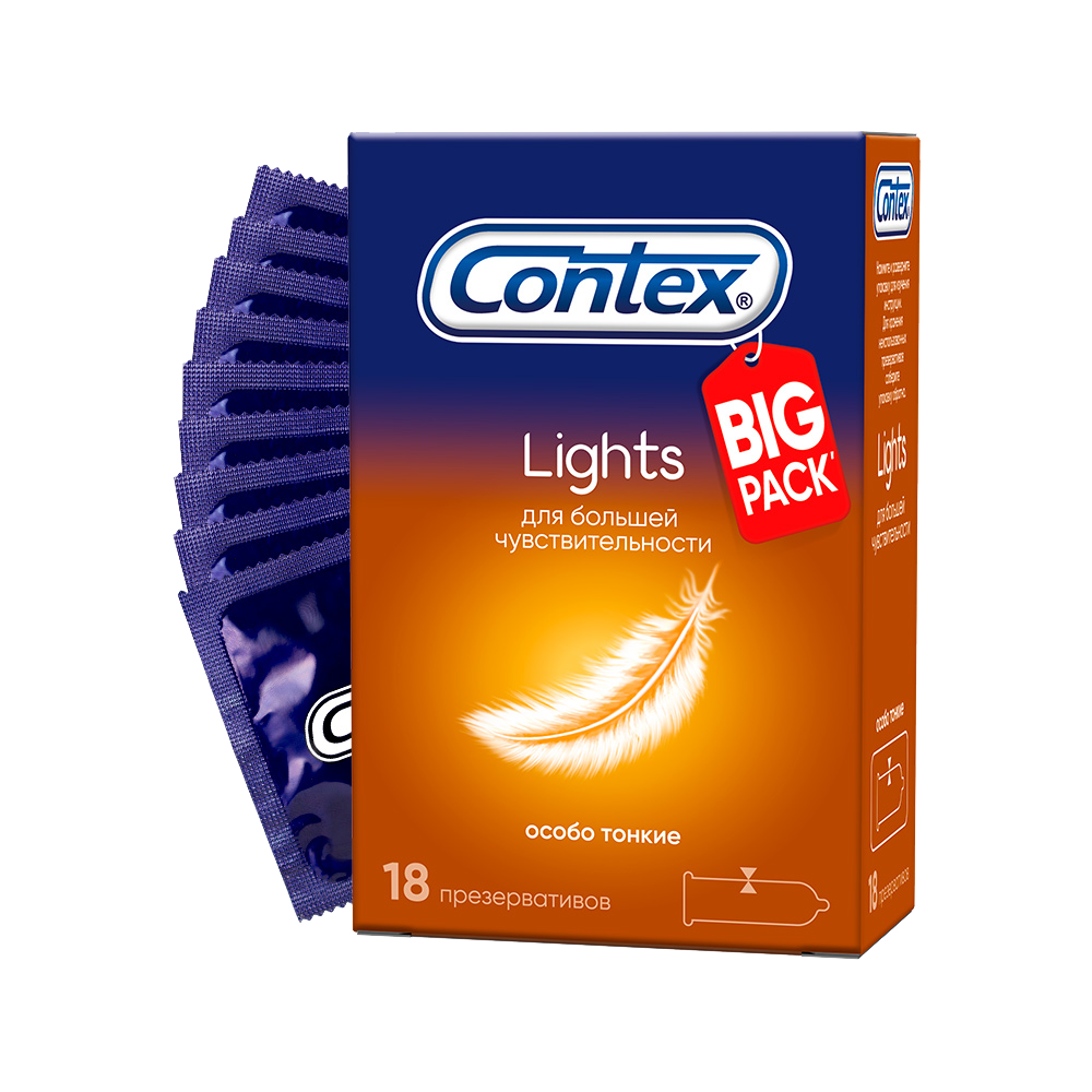 Презервативы Contex Lights особо тонкие, 18 шт. купить по цене 983 руб. в Москве, инструкция ...