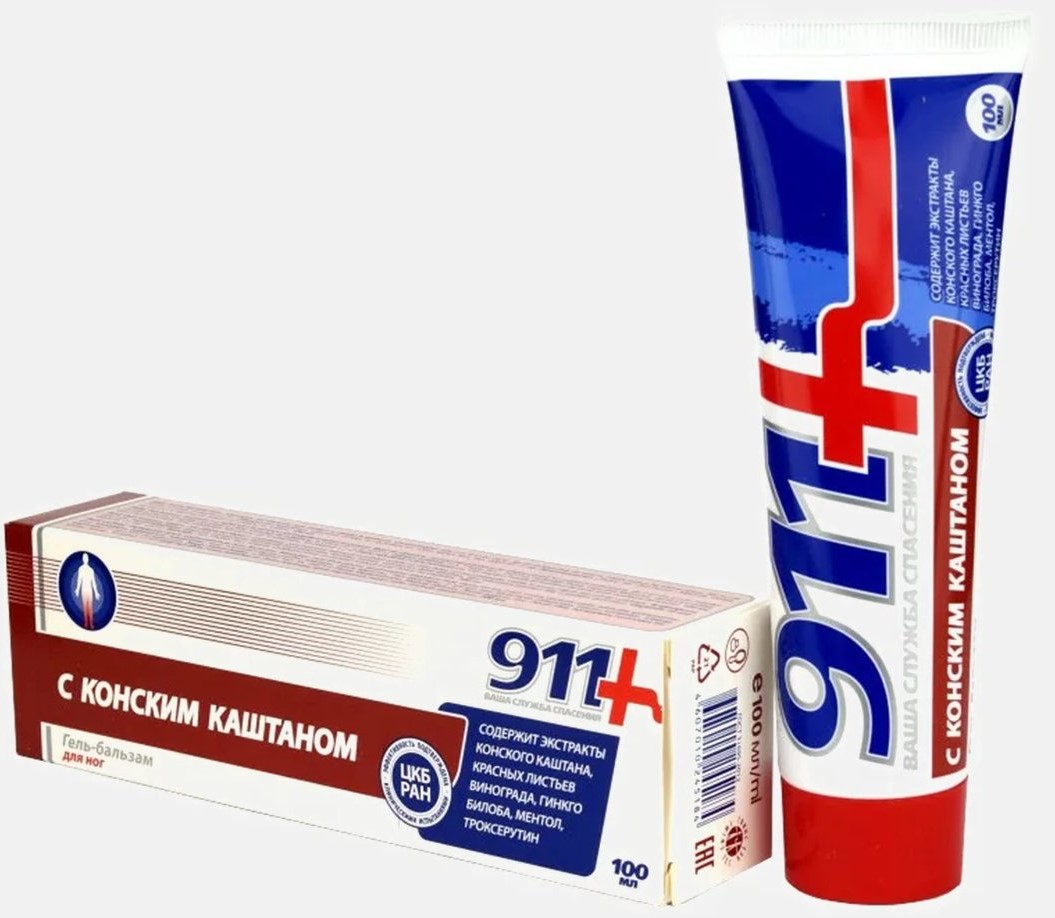911 гель-бальзам для ног с Конским каштаном, 100 мл купить по цене 122 руб. в Сочи, инструкция ...