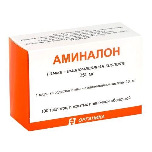 Аминалон таблетки, покрытые пленочной оболочкой 250 мг, 100 шт ...