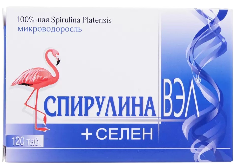 Спирулина ВЭЛ+Селен, таблетки 0,5 г, 120 шт. купить по выгодной цене в Хабаровске, инструкция ...