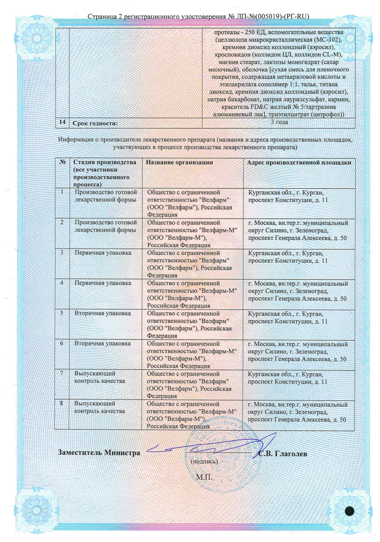 Панкреатин Велфарм, таблетки кишечнорастворимые в плён. об. 3500 ЕД, 60 ...