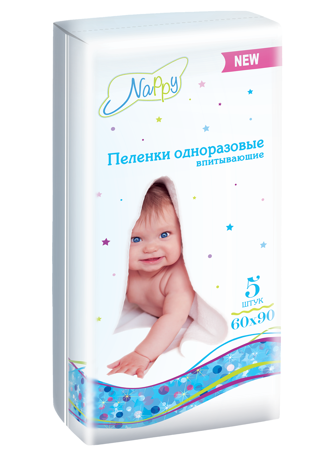 Пеленки впитывающие детские Nappy NEW 60х90 см, 5 шт. купить по цене 207 руб. в Москве ...