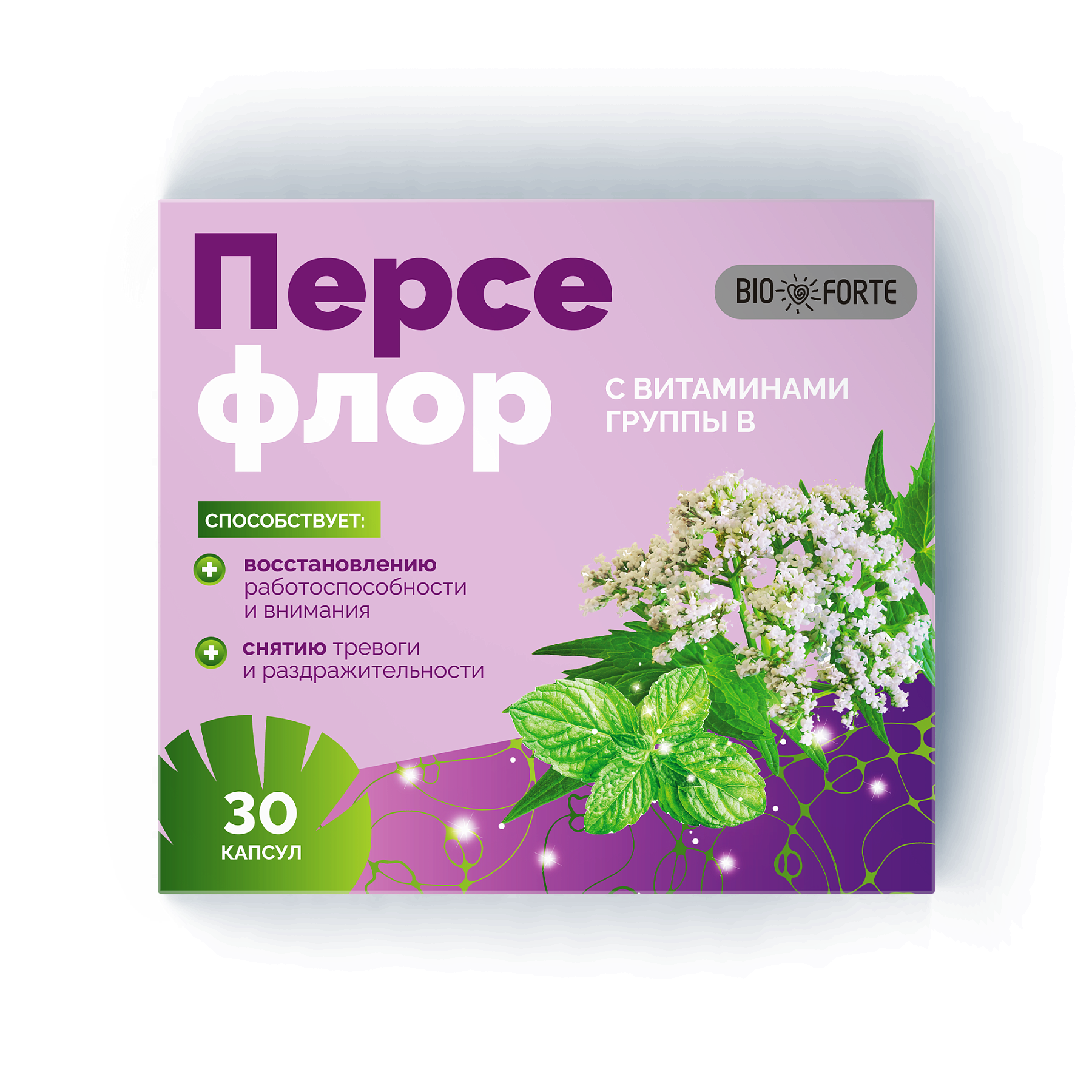 Персефлор BioForte, комплекс успокоительных капсул с витаминами группы B, 30 шт. купить по цене ...